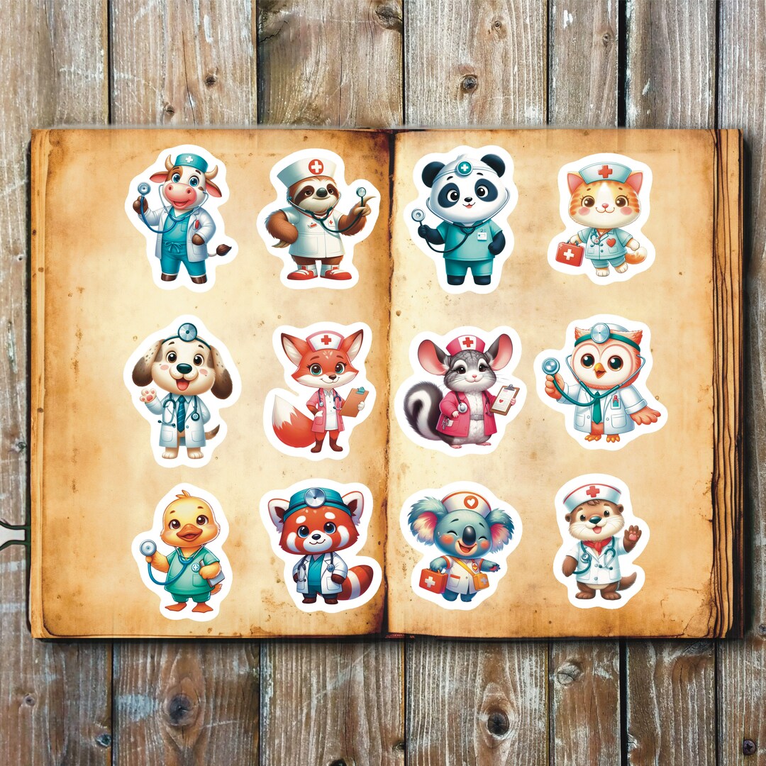 Doctor Animal Stickers, Set of 24 Stickers, Animal Stickers, Doctor ...