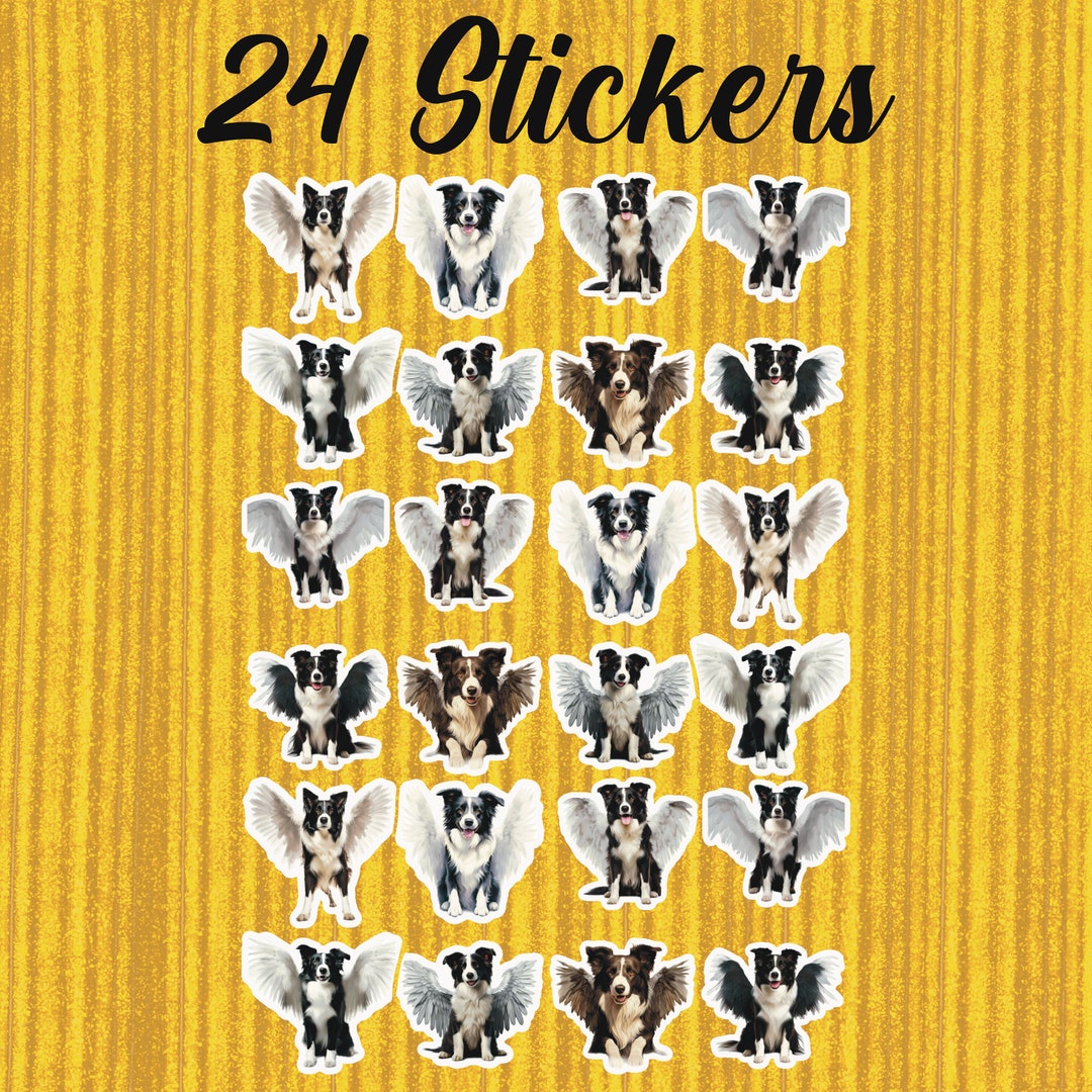 Border Collie Angel Stickers, Set of 24 Stickers, Heaven Stickers ...