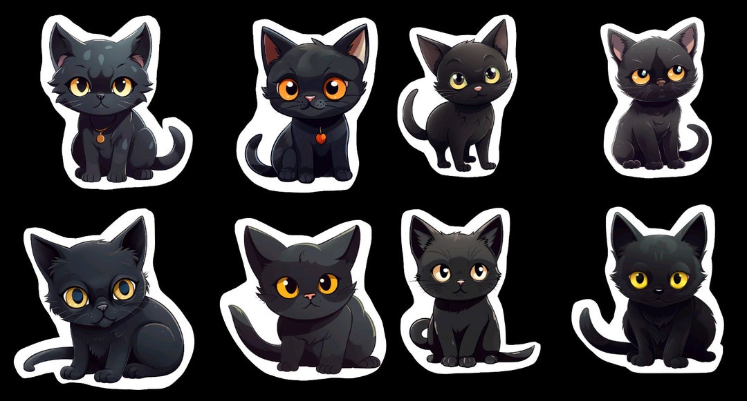 Kawaii Bombay Cat Magnets, Decorative Magnets, Black Cat Magnet, Kawaii ...