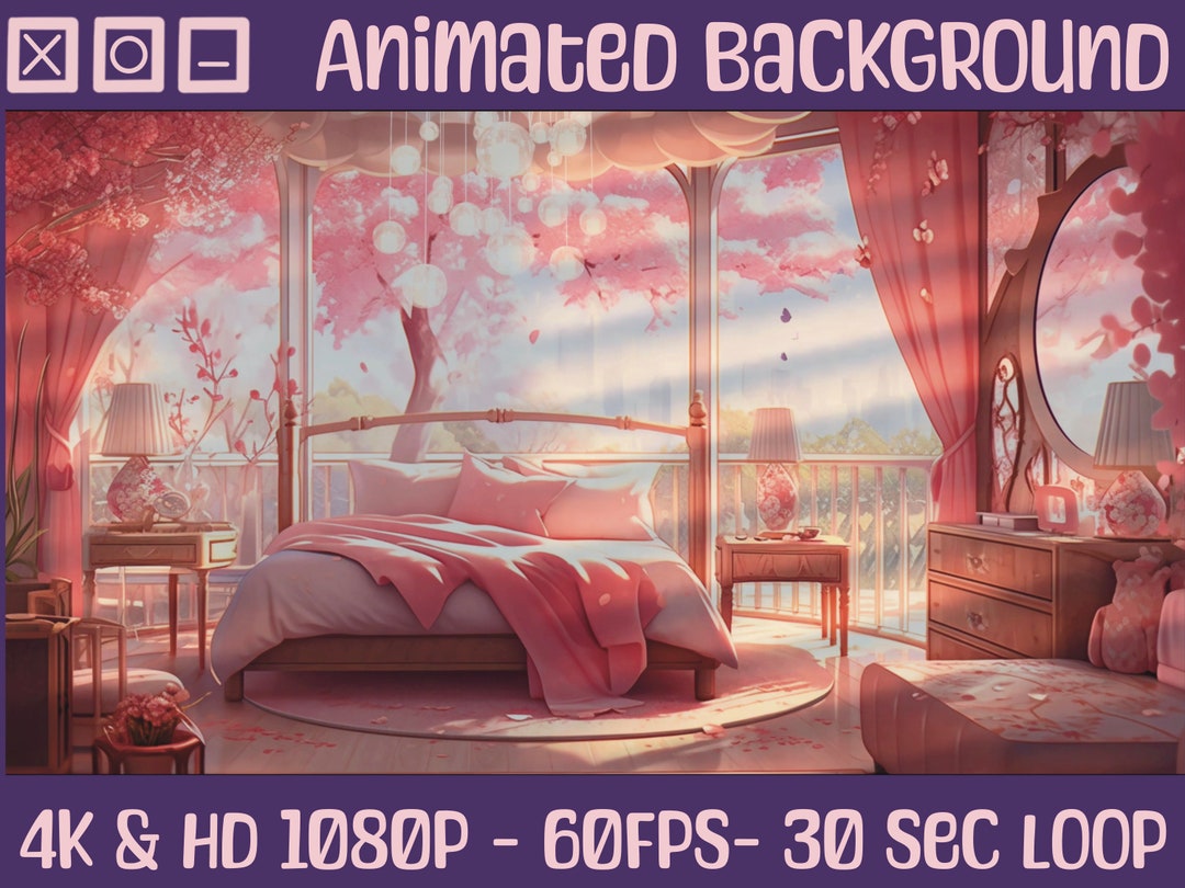 Animated Background Lofi Pink Aesthetic Bedroom for Vtuber, Twitch ...