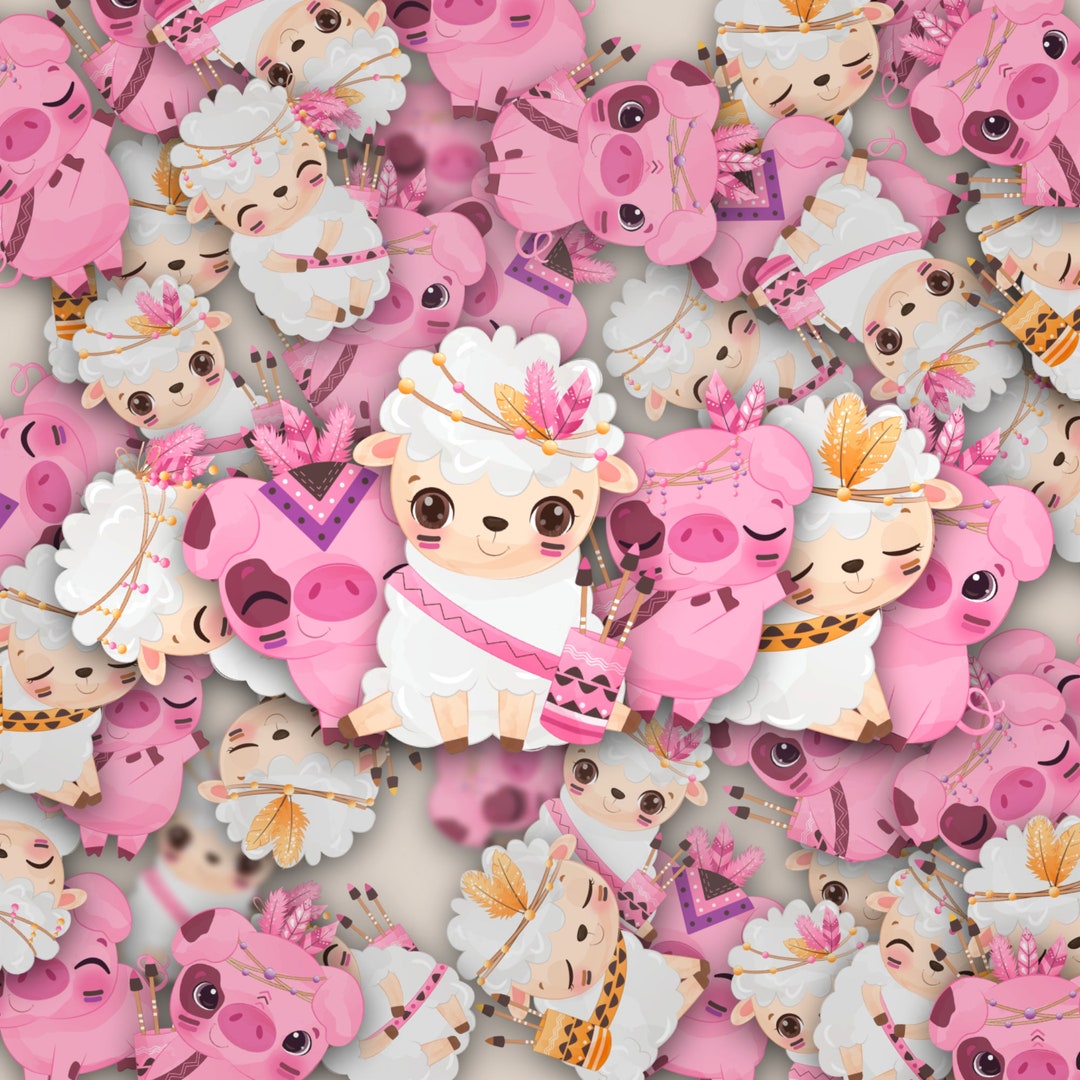 Tribal Sheep and Pig Stickers, Set of 20 Stickers, Sticker, Journal ...