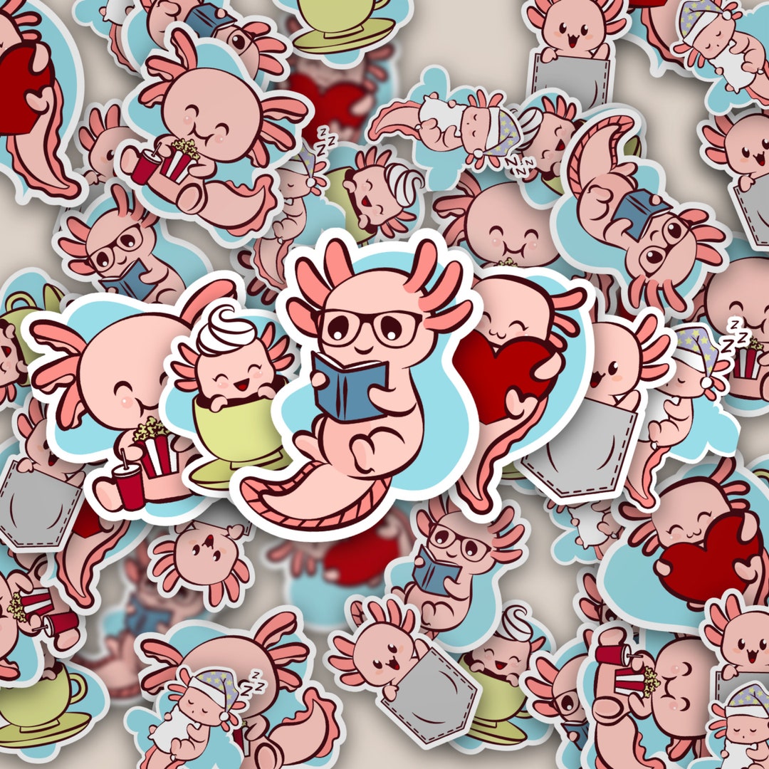 Kawaii Axolotl Stickers, Set of 24 Stickers, Sticker, Laptop Sticker ...