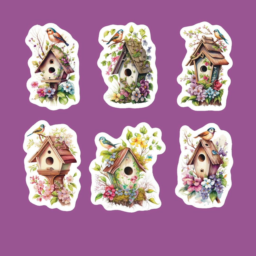 Spring Birdhouse Stickers, Set of 18 Stickers, Easter Sticker ...