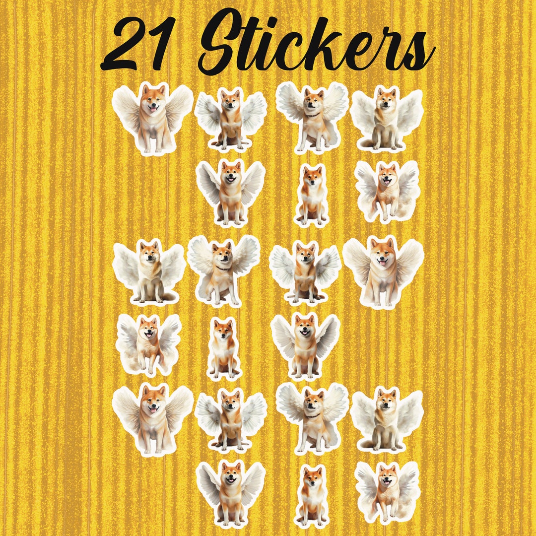 Shiba Inu Angel Stickers, Set of 21 Stickers, Heaven Stickers, Shiba ...