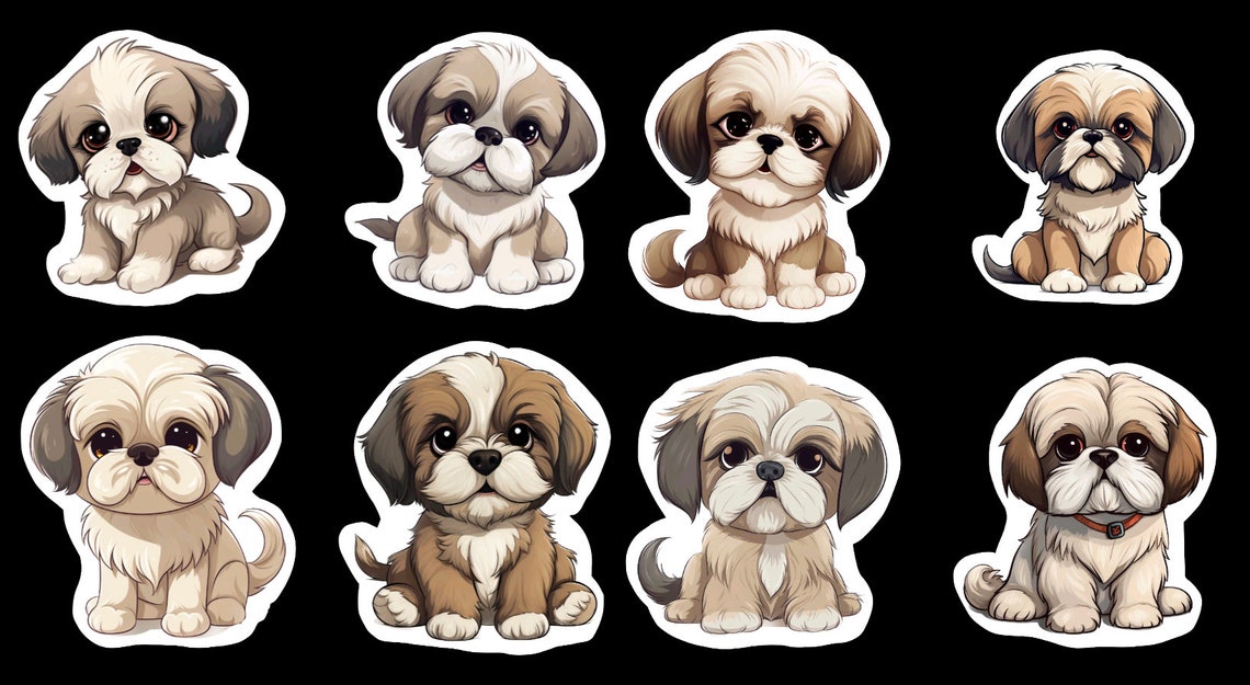 Kawaii Lhasa Apso Set of 24 Stickers Waterproof Sticker - Etsy