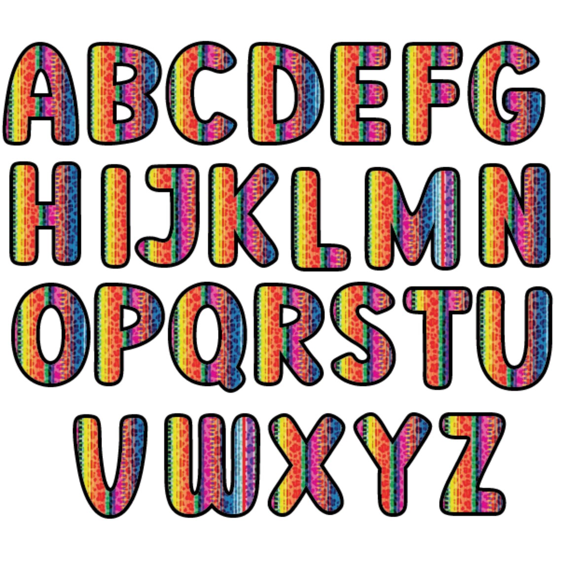 Rainbow Cheetah Bubble Letters PNG With Doodle Outline - Etsy