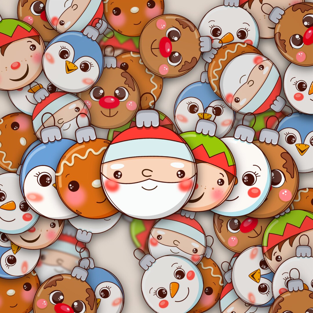 Kawaii Christmas Ornaments Stickers, Set of 30 Stickers, Sticker ...