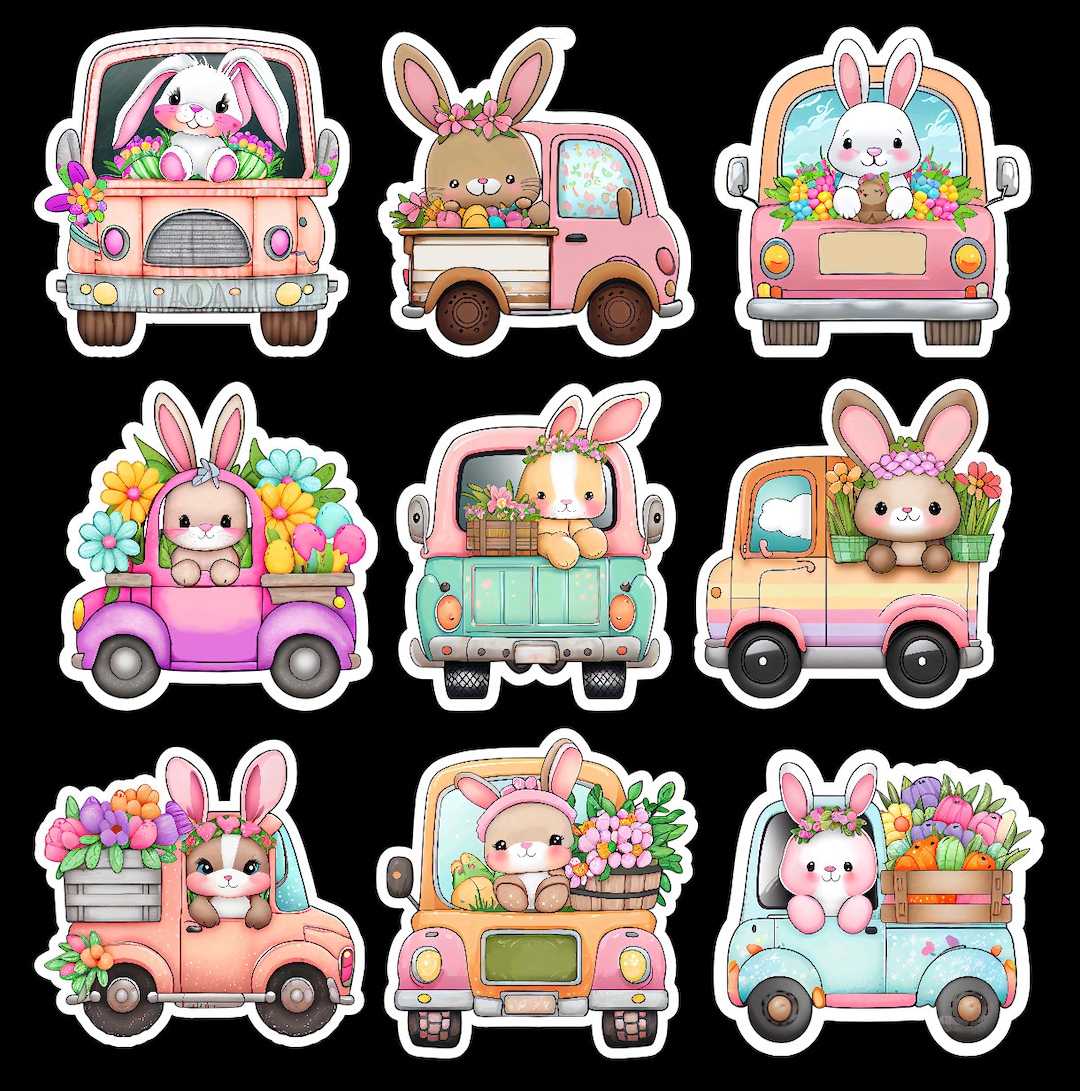 Kawaii Bunnies, Set of 27 Stickers, Sticker, Journal Sticker, Scrapbook ...