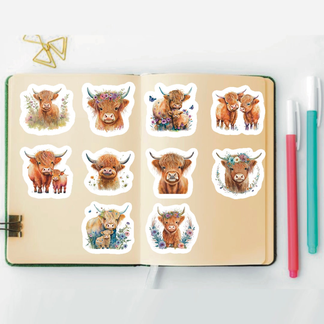 West Highland Cow Stickers, Set of 20 Stickers, Farm Sticker, Highland ...