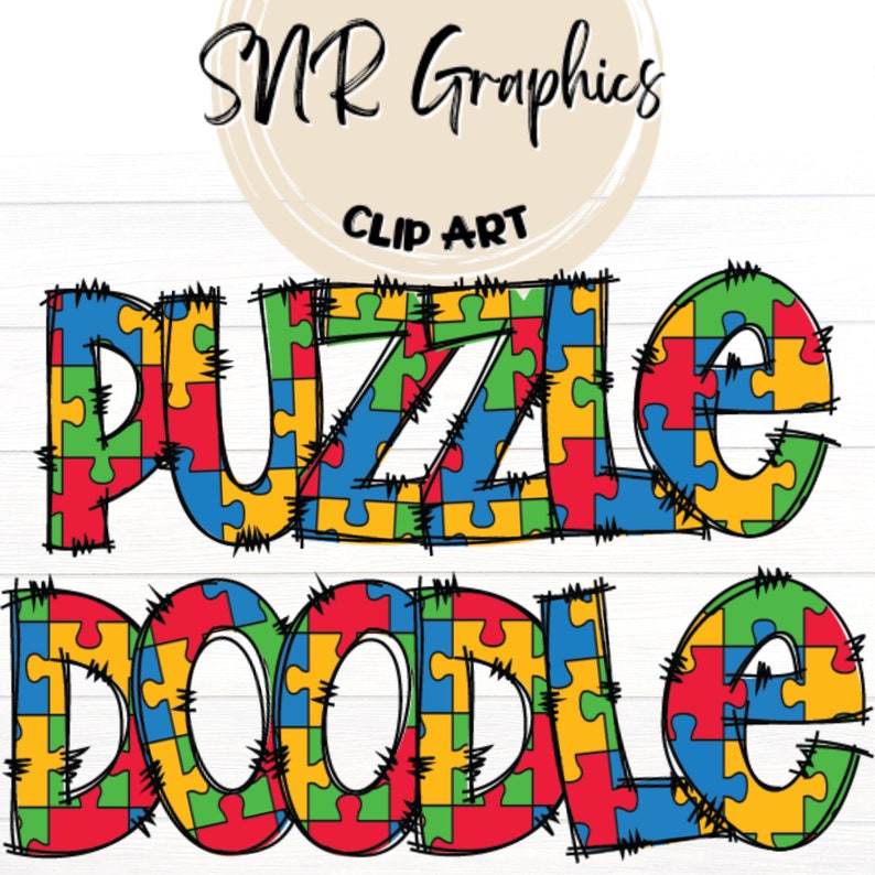 Autism Awareness Doodle Letter & Number PNG Puzzle Sketch - Etsy