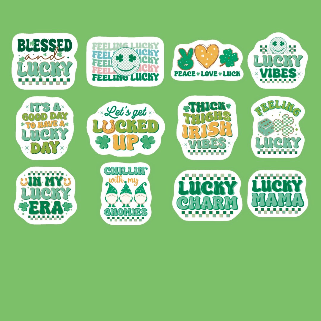 St. Patrick Stickers, Set 24 Stickers, St. Patrick's Day Quote Sticker ...