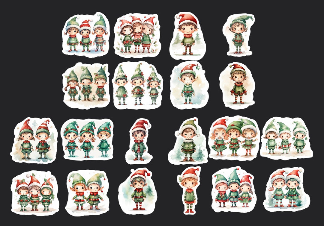 Christmas Elf Stickers, Set of 20 Stickers, Christmas Stickers, Journal ...