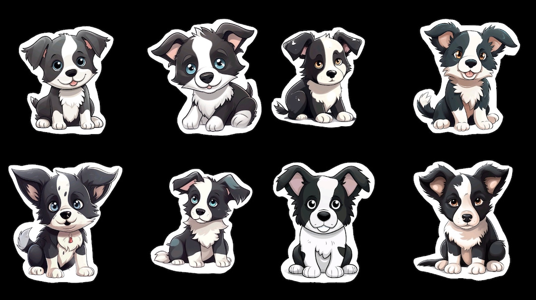 Kawaii Border Collie Set of 24 Stickers, Sticker, Journal Sticker, Die ...