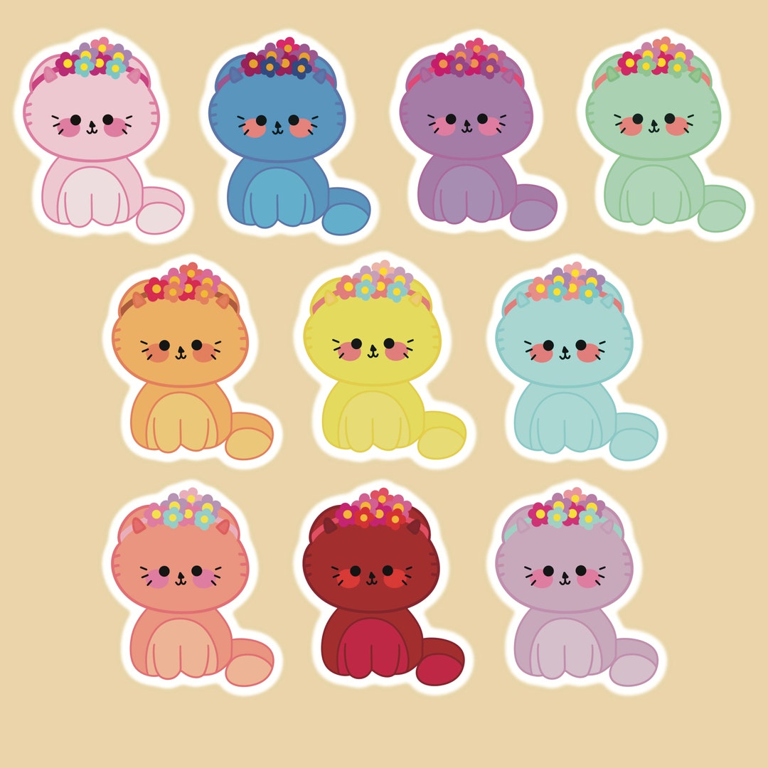 Cat Stickers, Set of 20 Stickers, Journal Sticker, Die Cut Sticker ...