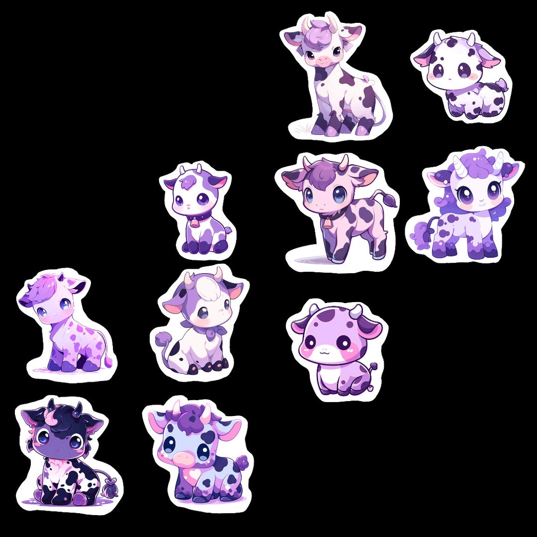 Anime Purple Cows , Set 20 Stickers, Sticker, Die Cut Sticker ...