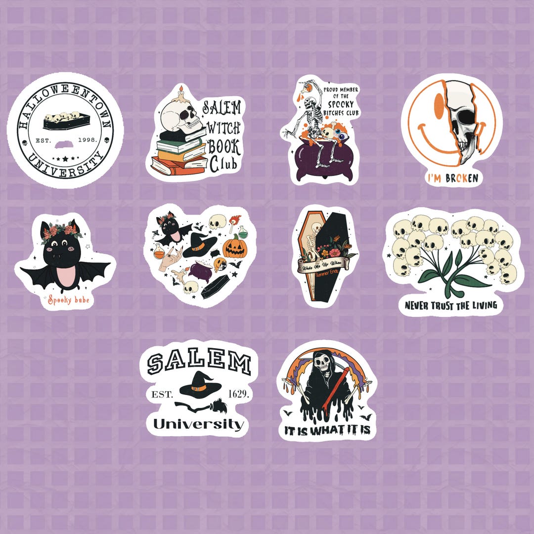 Spooky Sayings Set of 20 Stickers, Sticker, Journal Sticker, Die Cut ...