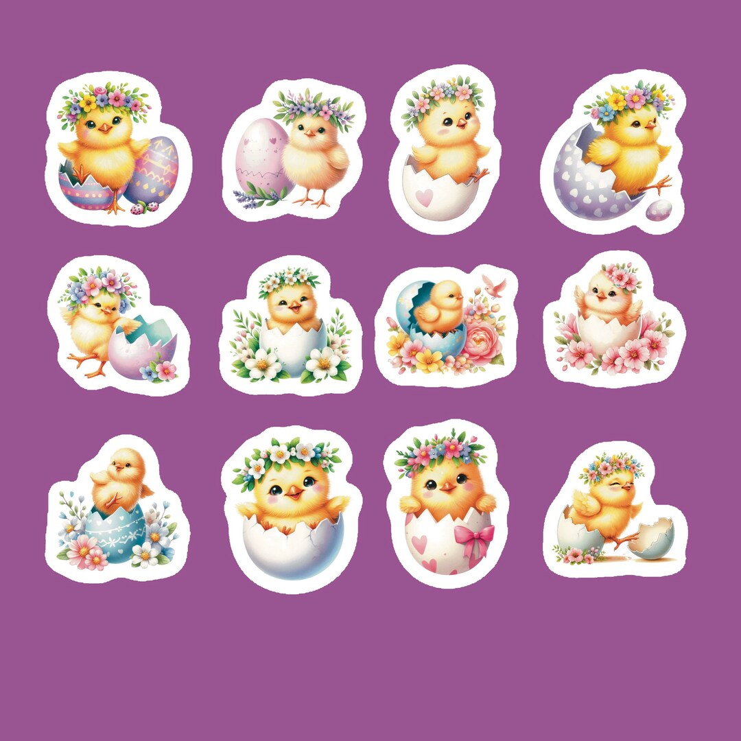 Baby Chick Stickers, Set of 24 Stickers, Easter Sticker, Chicken ...