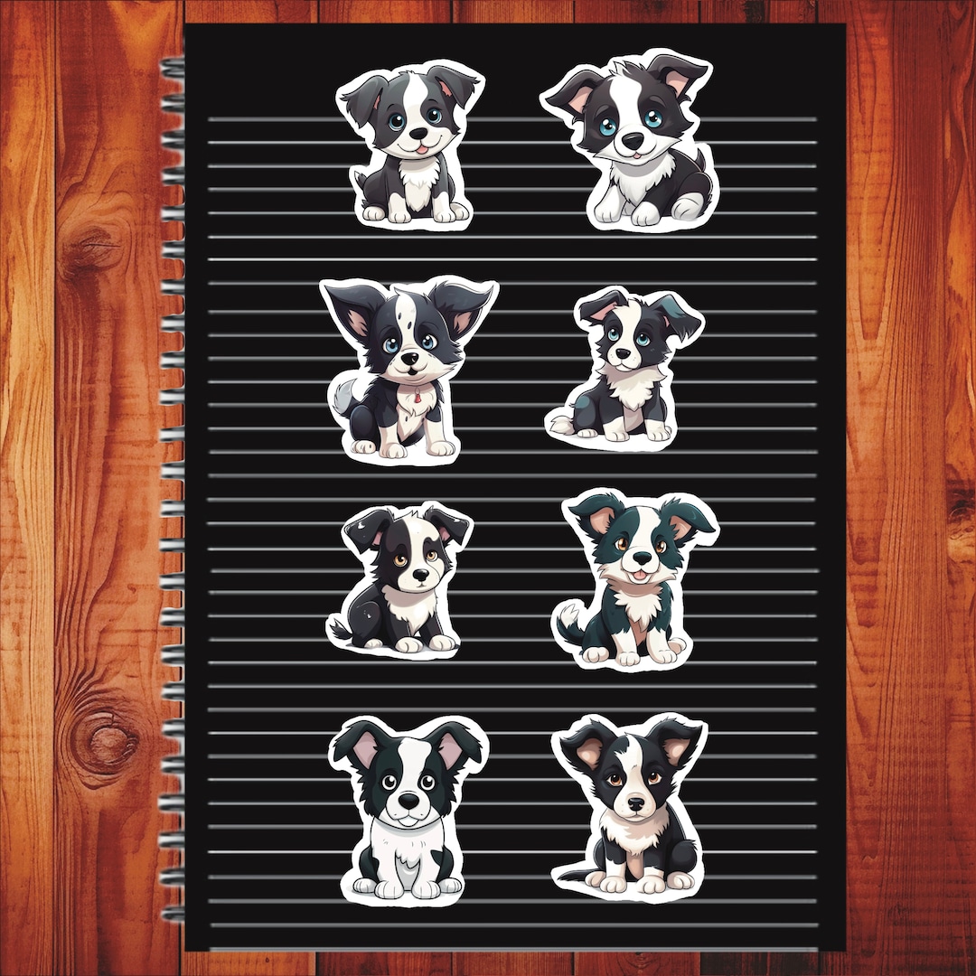 Kawaii Border Collie Set of 24 Stickers, Sticker, Journal Sticker, Die ...
