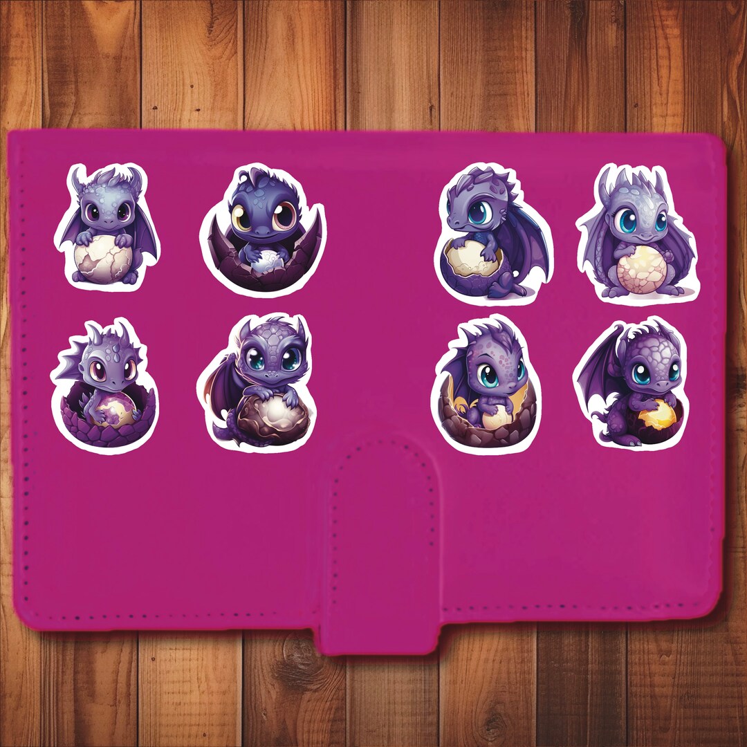 Kawaii Purple Dragon Egg, Set of 24 Stickers, Sticker, Journal Sticker ...