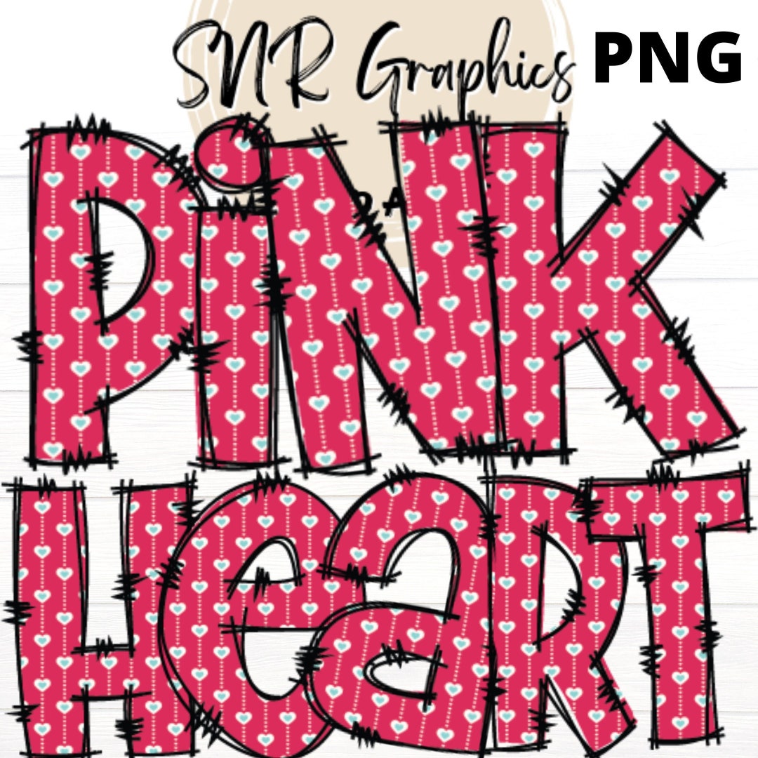 Pink Heart Doodle Letter PNG With Doodle Outline, Love Font, Clipart ...