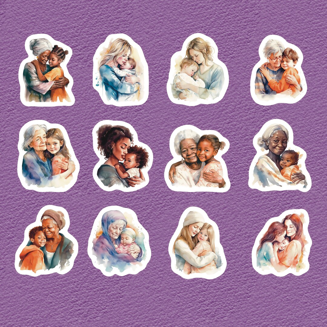 Grandma Stickers, Set of 24 Stickers, Grandma and Baby Stickers, Baby ...