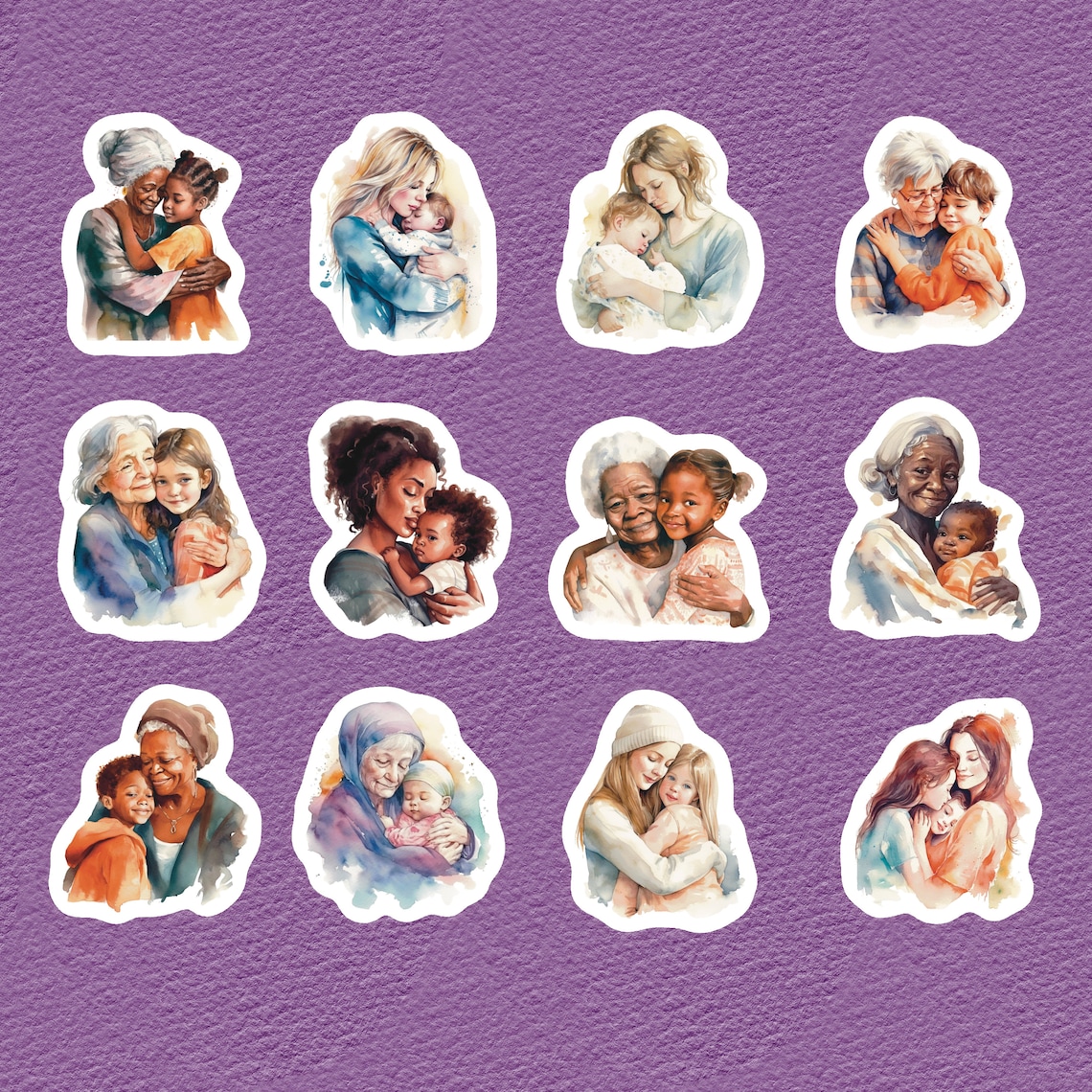 Grandma Stickers, Set of 24 Stickers, Grandma and Baby Stickers, Baby ...