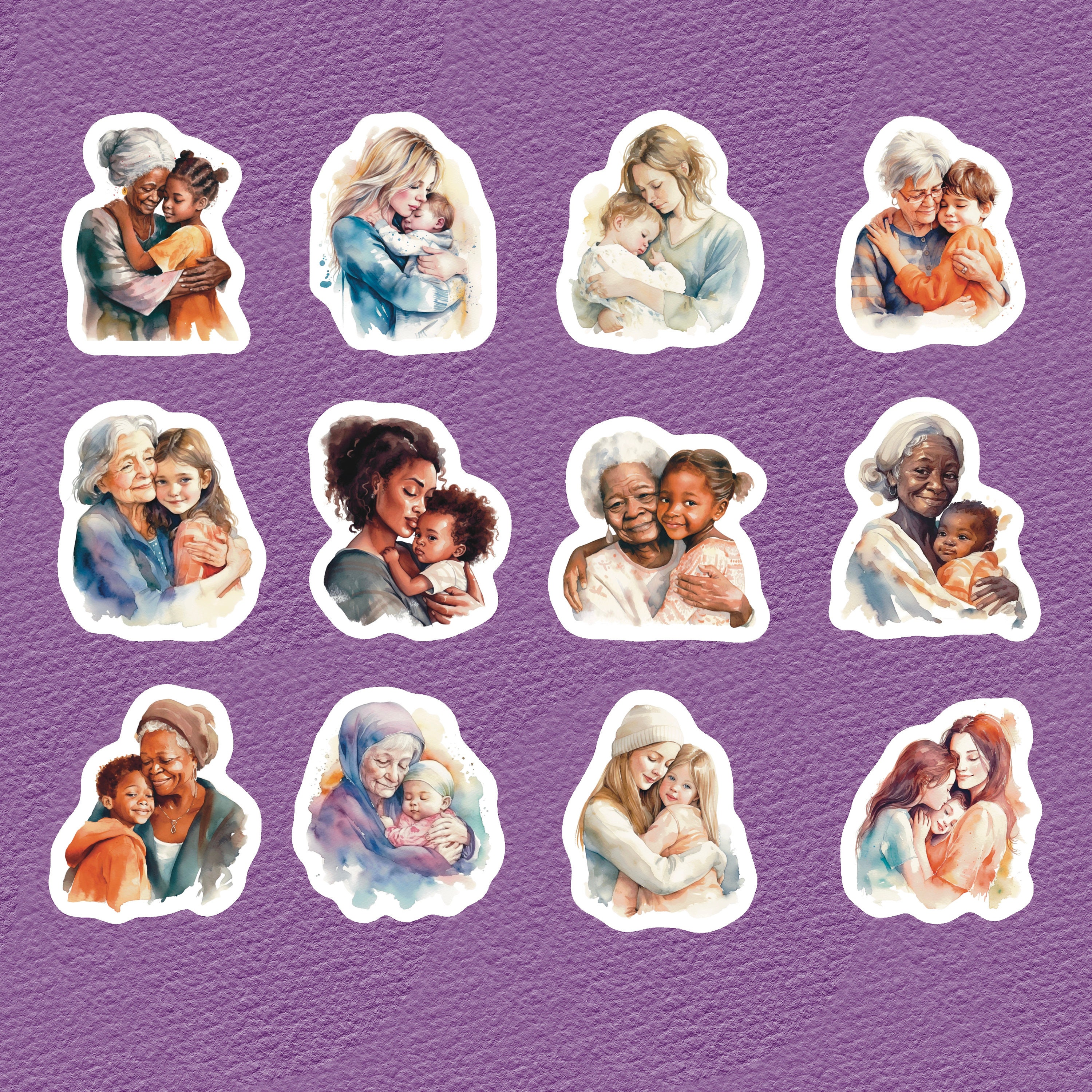 Grandma Stickers, Set of 24 Stickers, Grandma and Baby Stickers, Baby ...