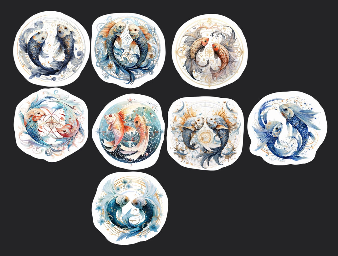 Pisces Stickers, Set of 24 Stickers, Journal Stickers, Die Cut Stickers ...