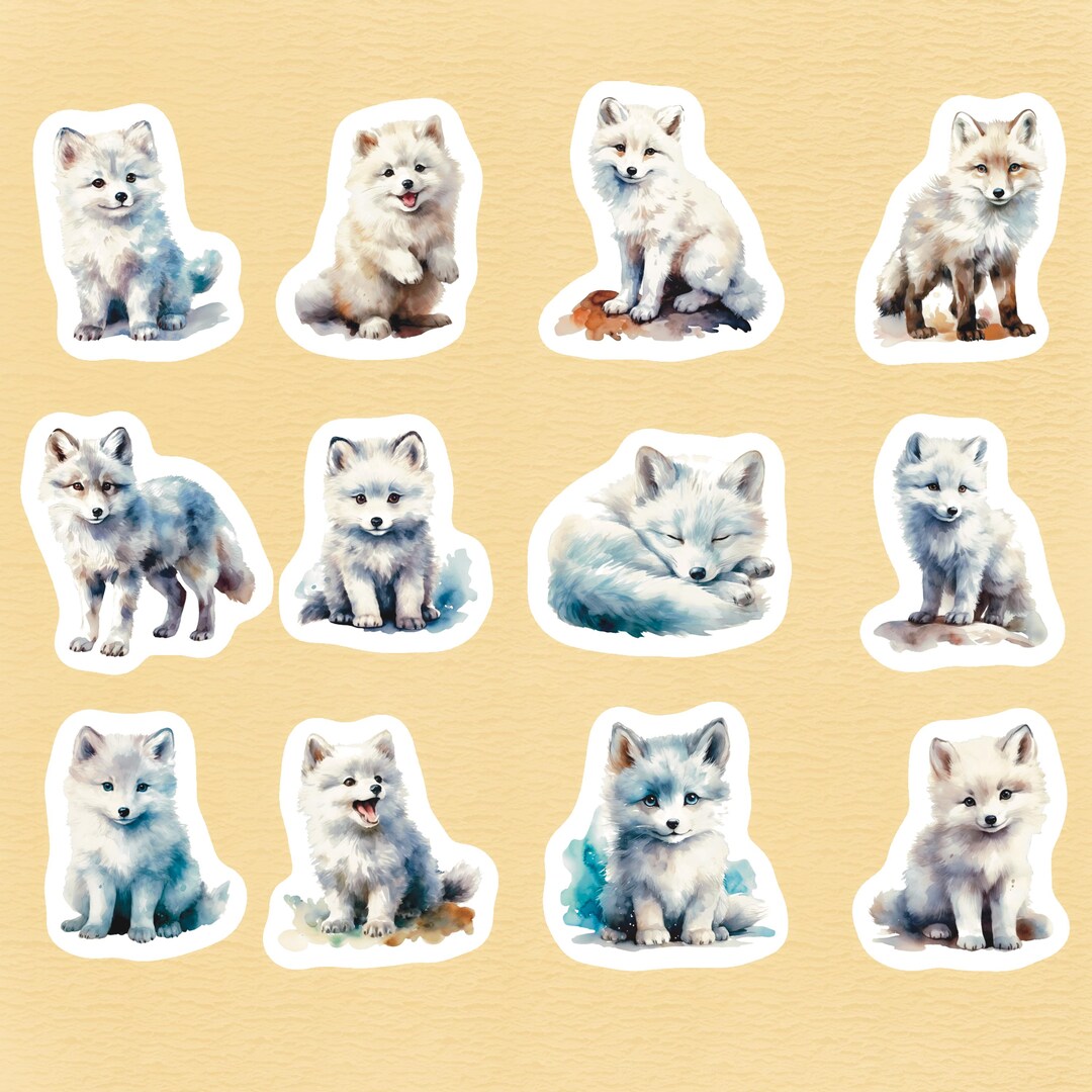 Arctic Fox Set of 24 Stickers, Sticker, Journal Sticker, Die Cut, Cute ...