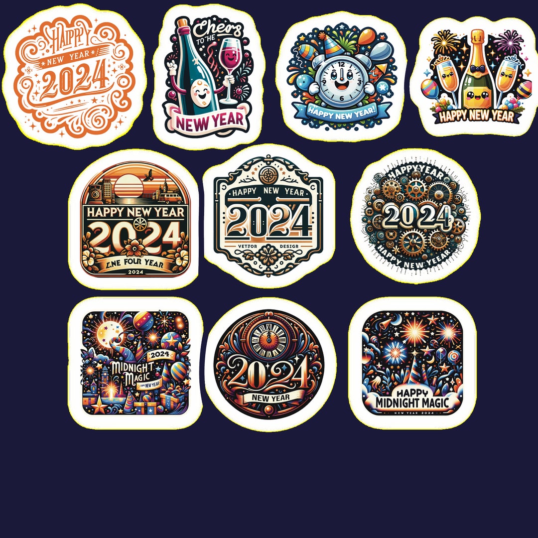 New Years Stickers, Set of 20 Stickers, Midnight Magic Sticker ...