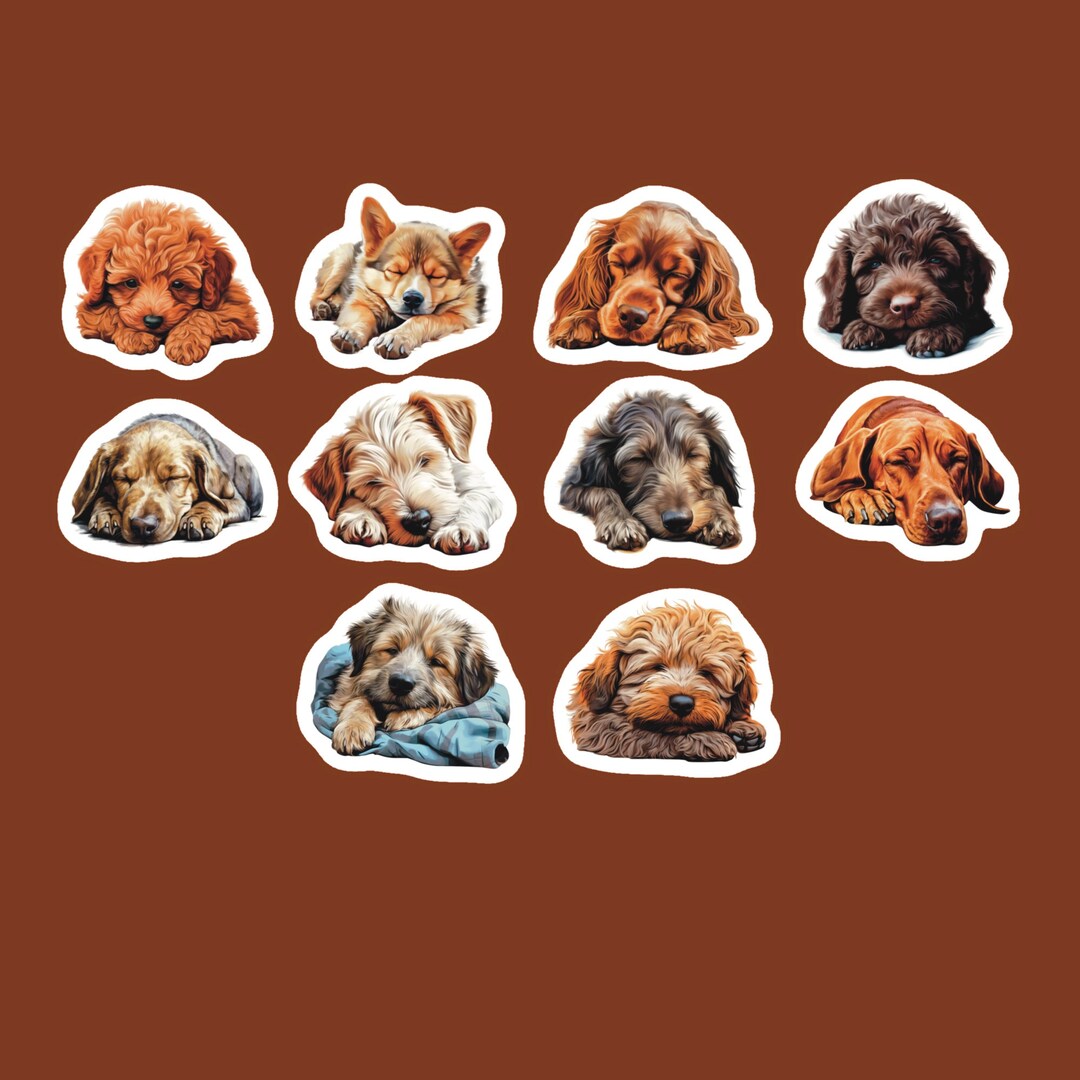 Sleeping Dog Stickers, Set of 20 Stickers, Dog Stickers, Sleeping ...