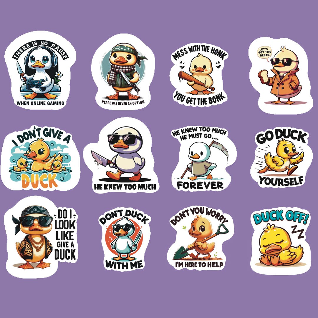 Funny Ducks Stickers, Set of 24 Stickers, Laptop Stickers, Water Bottle ...