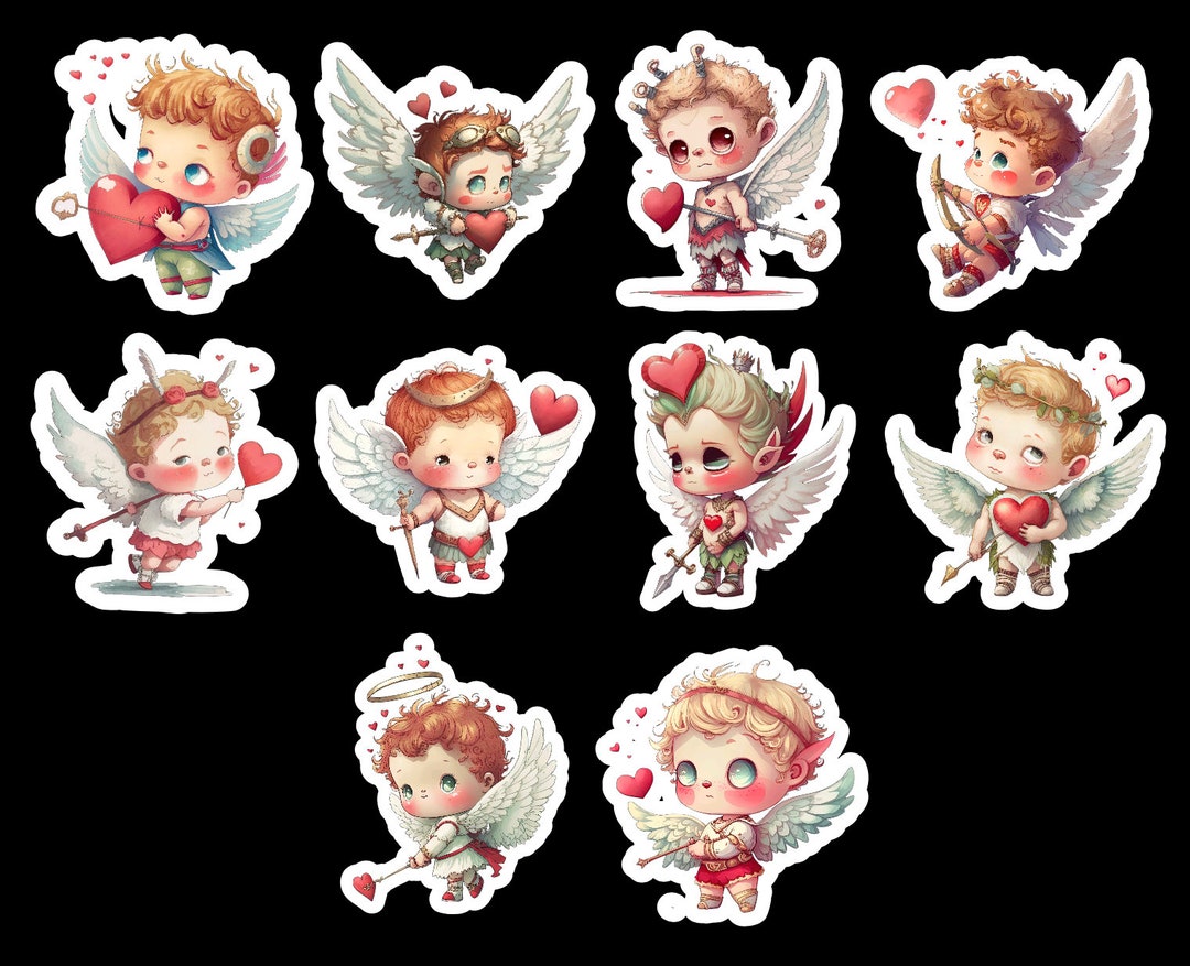 Cupid, Angel, Cherub, Set of 20 Stickers, Sticker, Journal Sticker, Die ...