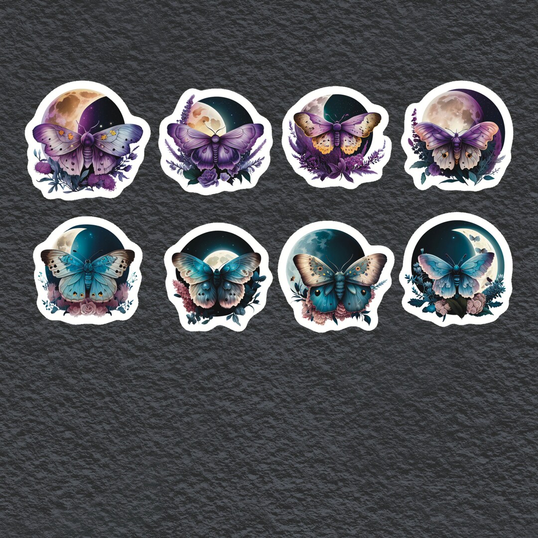 Celestial Moth Stickers, Set of 24 Stickers, Celestial Stickers, Moth ...