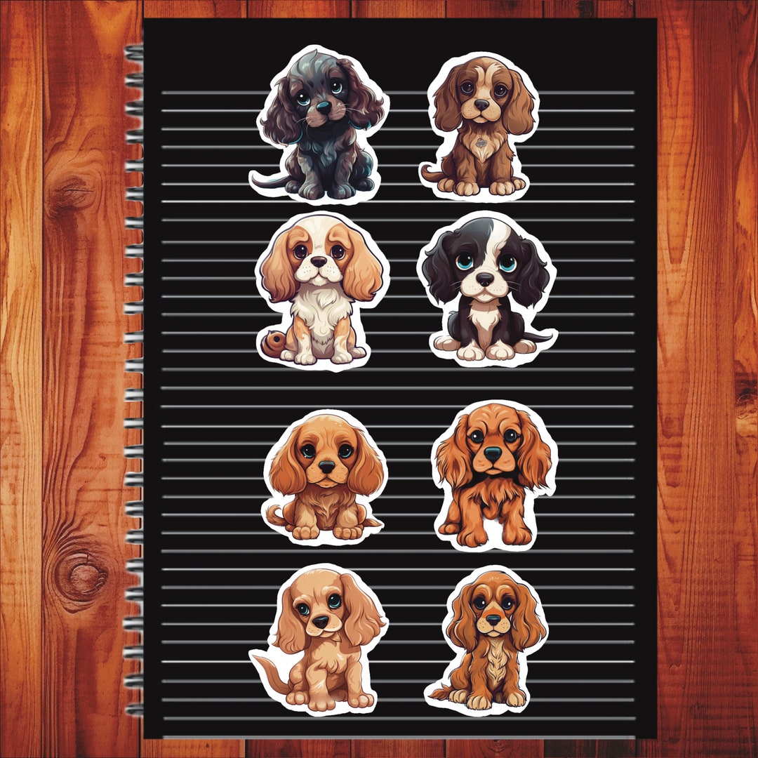Kawaii Cocker Spaniel Set of 24 Stickers, Sticker, Journal Sticker, Die ...