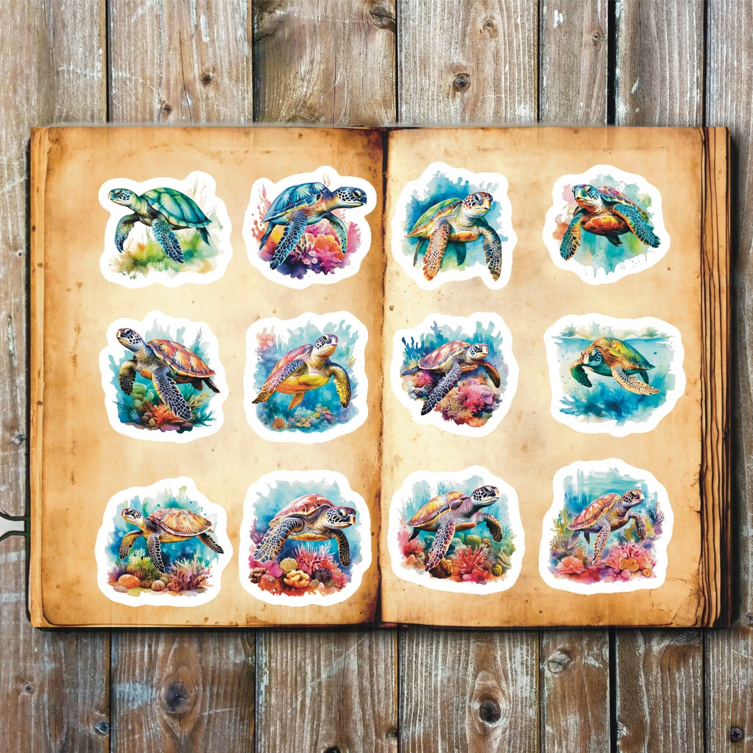 Sea Turtle Stickers, Set of 24 Stickers, Ocean Sticker. Turtle Stickers ...