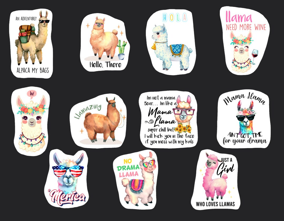Llama Sayings Stickers Set 22 Stickers Journal Sticker Die - Etsy