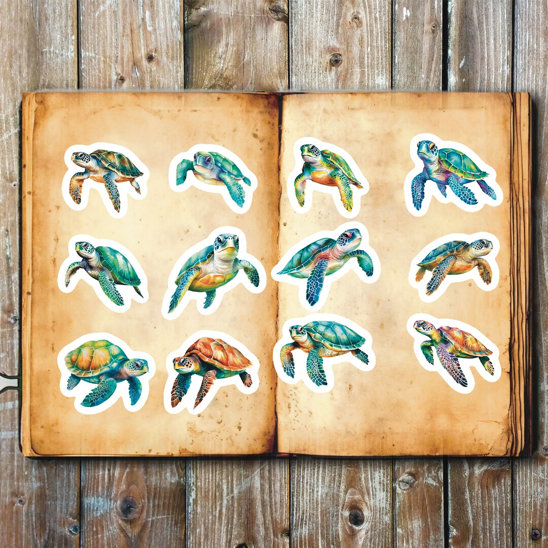 Sea Turtle Stickers, Set of 24 Stickers, Ocean Sticker. Turtle Stickers ...