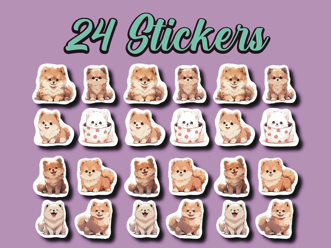 Anime Pomeranian Dog Stickers, Set of 24 Stickers, Journal Sticker, Die ...