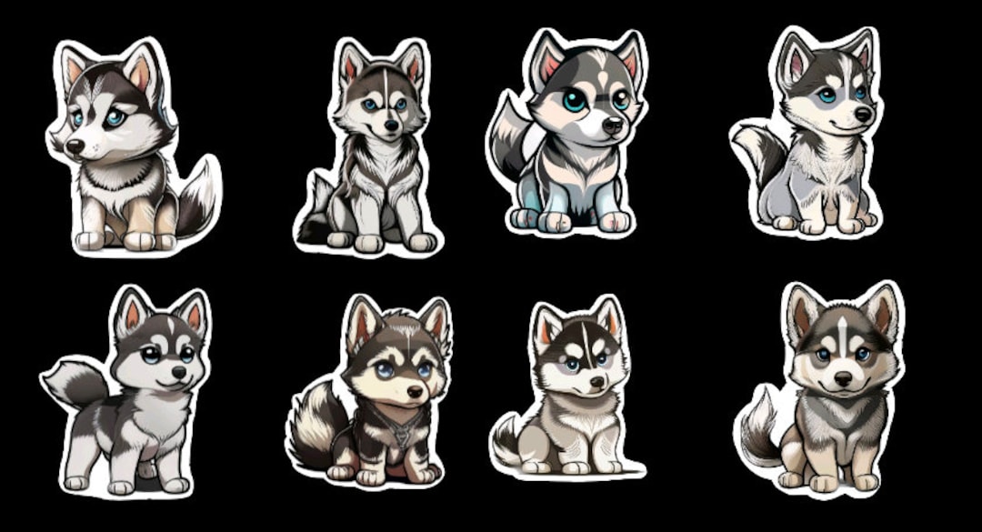 Chibi Husky, Set of 24 Stickers, Sticker, Journal Sticker, Die Cut ...