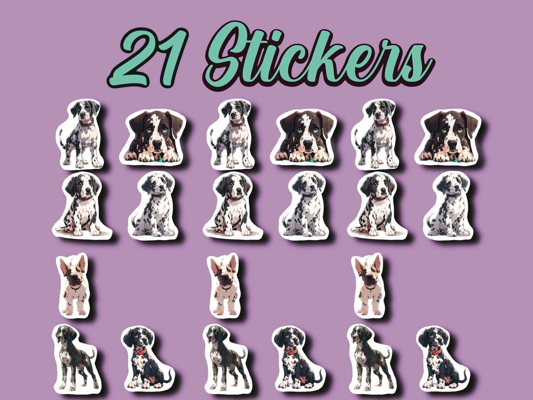 Anime Great Dane Dog Stickers, Set of 21 Stickers, Journal Sticker, Die ...