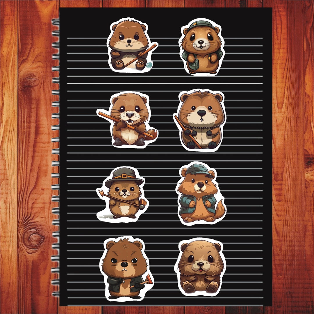 Kawaii Beaver Set of 24 Stickers, Sticker, Journal Sticker, Kawaii ...