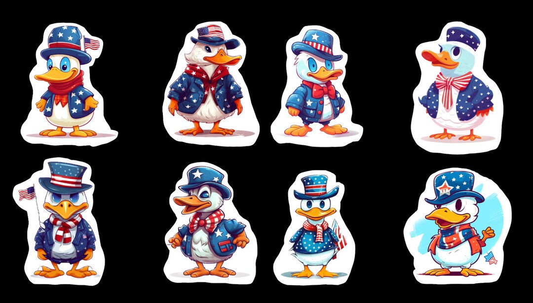 Patriotic Duck Sticker, Set of 24 Stickers, Journal Sticker, Die Cut ...