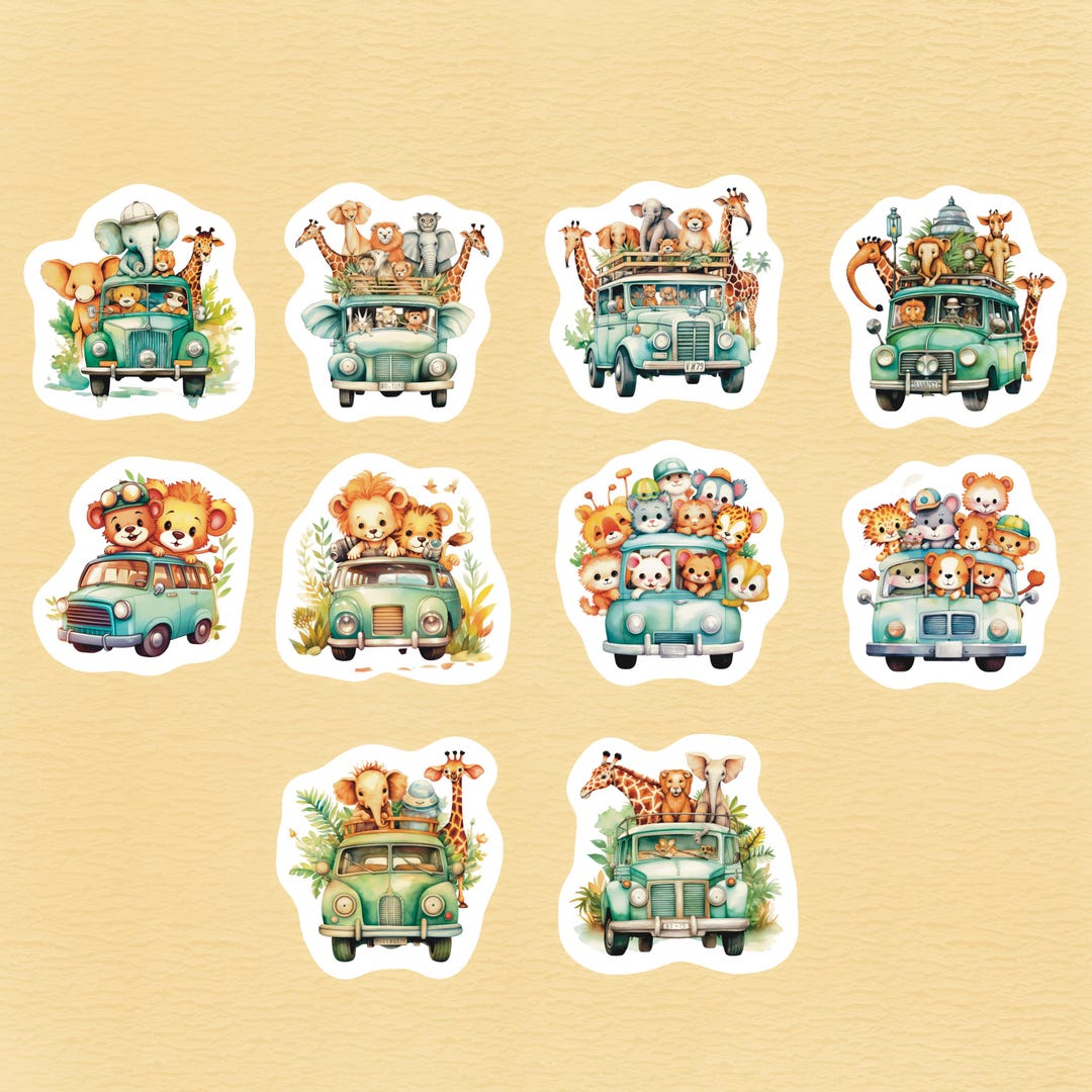 Safari Set of 20 Stickers, Sticker, Journal Sticker, Die Cut, Cute ...