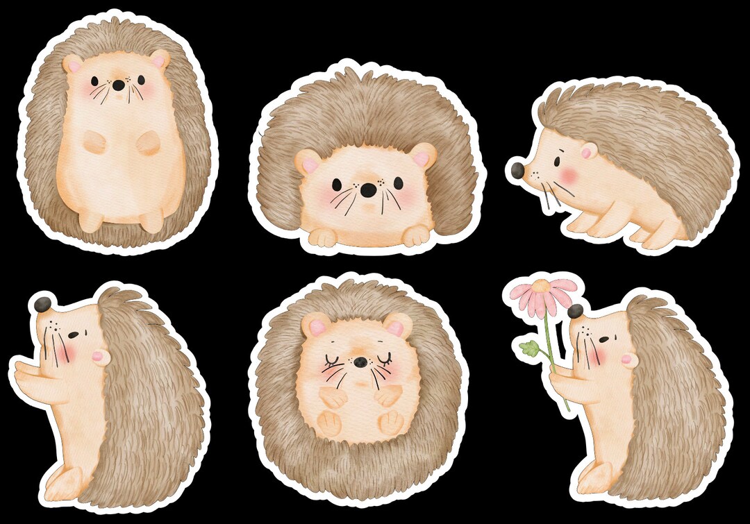 Hedgehog, Set of 24 Stickers, Sticker, Journal Sticker, Die Cut ...