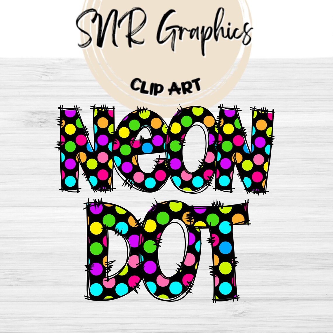 Neon Polka Dot Doodle Letter PNG With Doodle Outline 80's - Etsy