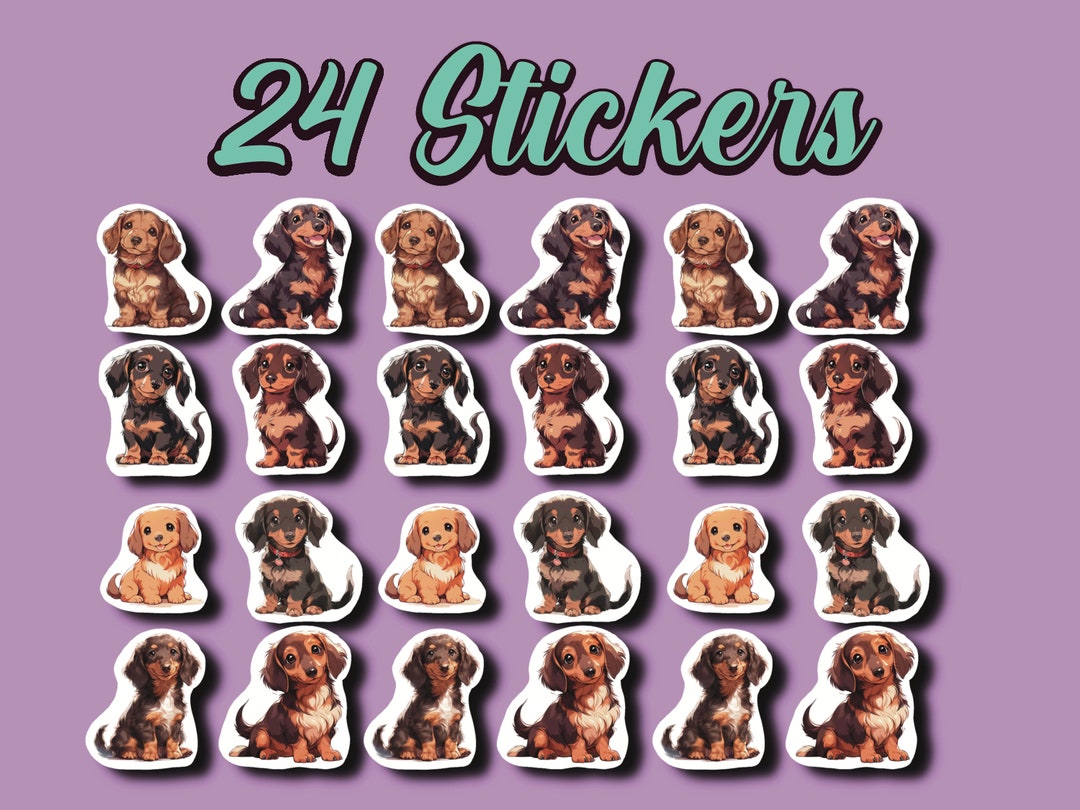 Anime Dachshund Dog Stickers, Set of 24 Stickers, Journal Sticker, Die ...