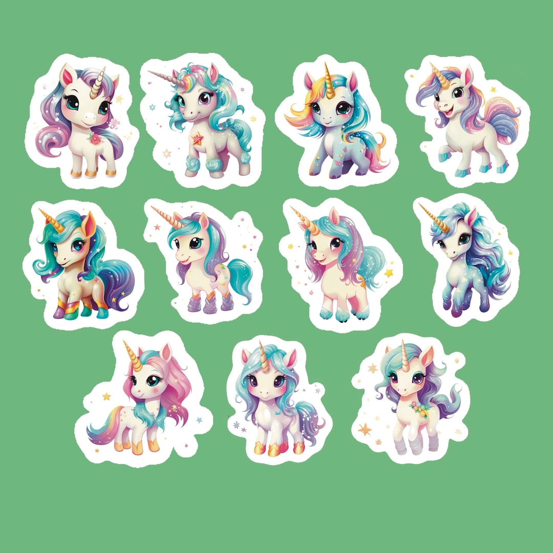 Cute Unicorn Stickers, Set of 22 Stickers, Unicorn Stickers, Colorful ...