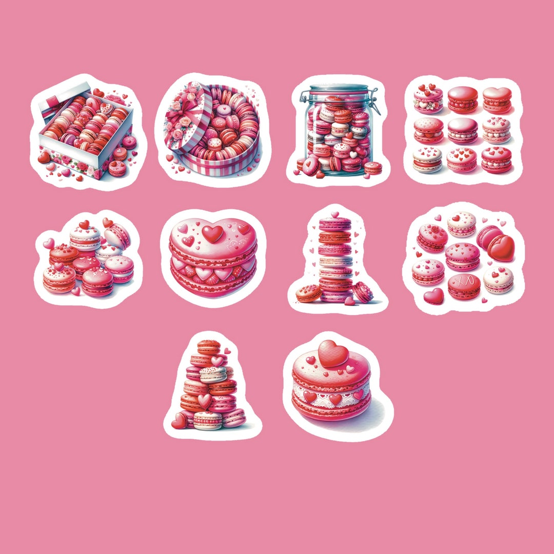 Valentine Macaroon Stickers, Set of 20 Stickers, Macaroon Stickers ...
