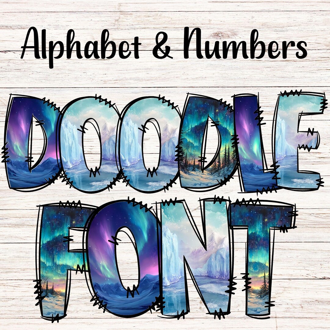 Northern Lights Doodle Letters PNG With Doodle Outline, Clipart ...